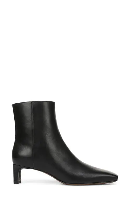 Vince Lilith Leather Bootie With Squared Toe And Side Zip - Black