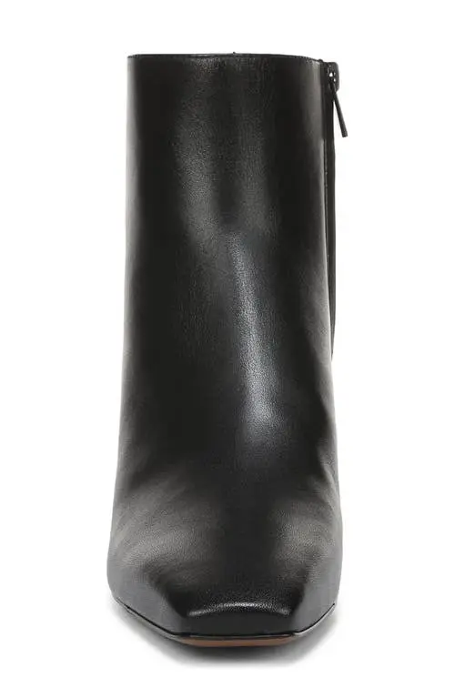 Vince Lilith Leather Bootie With Squared Toe And Side Zip - Black