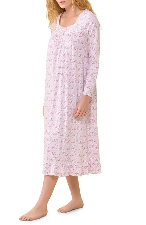 Eileen West Floral Lace Trim Cotton Nightgown - Whtditsy