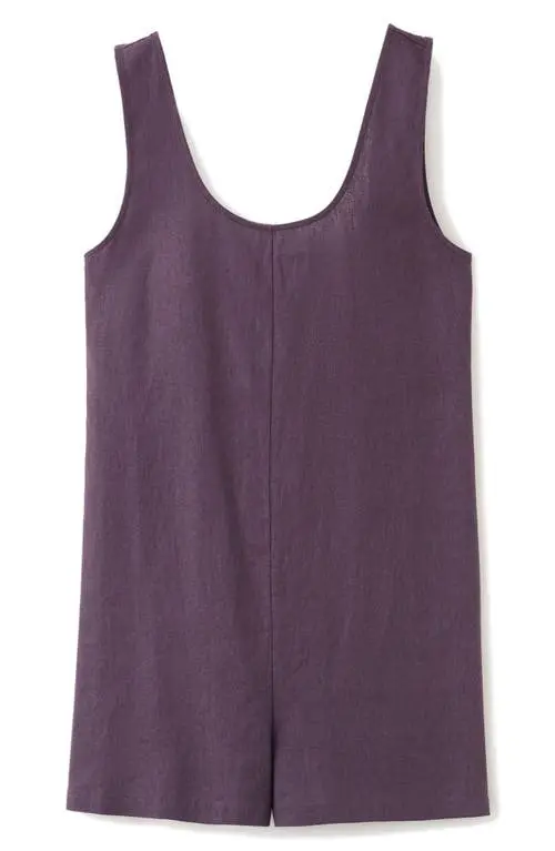 Mango Linen Blend Square Neck Open Back Romper