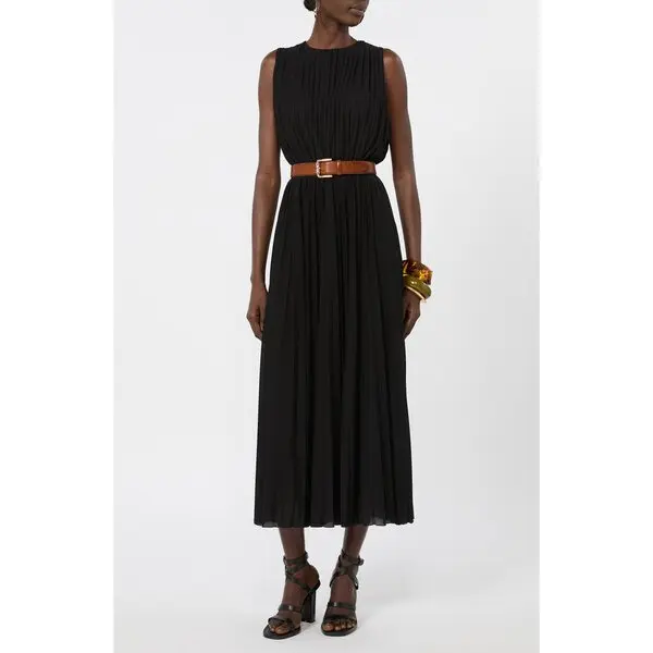 Max Mara Pleated Jersey Midi Dress
