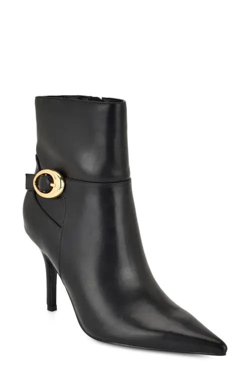 Nine West Buckle Embellished Pointed Toe Stiletto Bootie