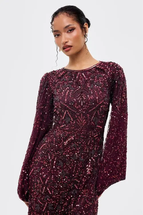 MARYISA Modest Embellished Sequins Gown
