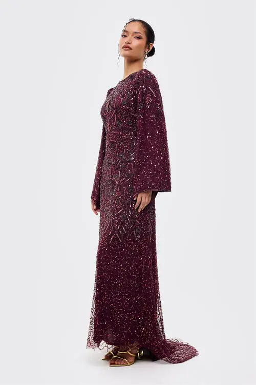 MARYISA Modest Embellished Sequins Gown