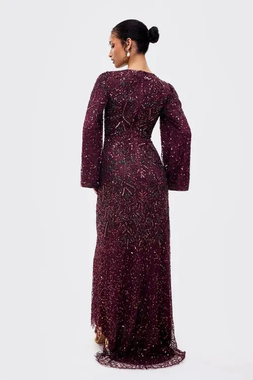 MARYISA Modest Embellished Sequins Gown