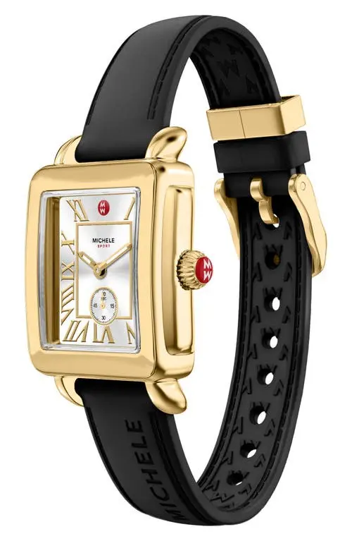 Michele Deco Sport Mid Quartz Watch With Silicone Strap