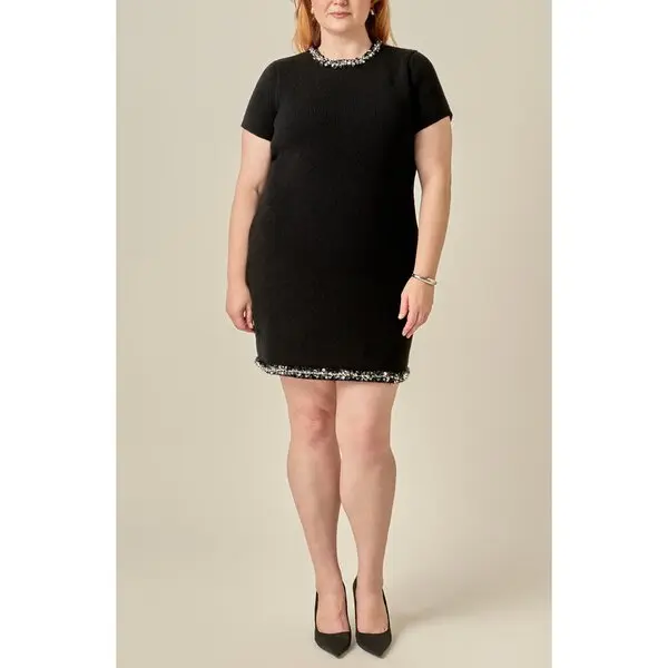 Endless Rose Embellished Sheath Dress - Black