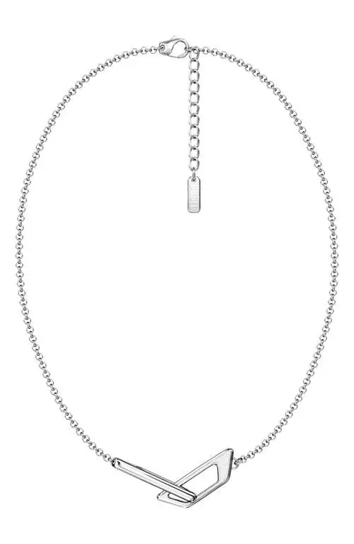 DIESEL® Stainless Steel Bar Pendant Necklace With Cubic Zirconia Accent