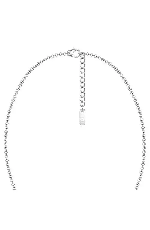 DIESEL® Stainless Steel Bar Pendant Necklace With Cubic Zirconia Accent
