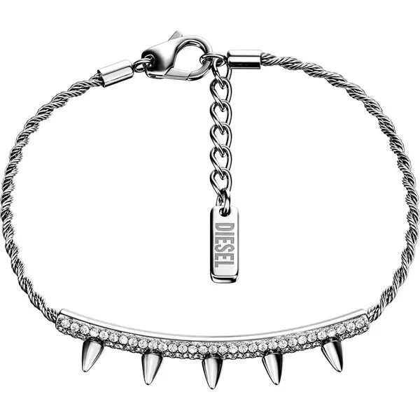DIESEL® Spike Pavé Id Chain Bracelet - Silver