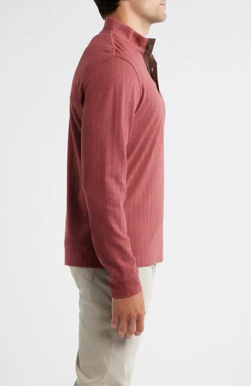 Johnnie-o Herringbone Long Sleeve Henley - Malibu Red