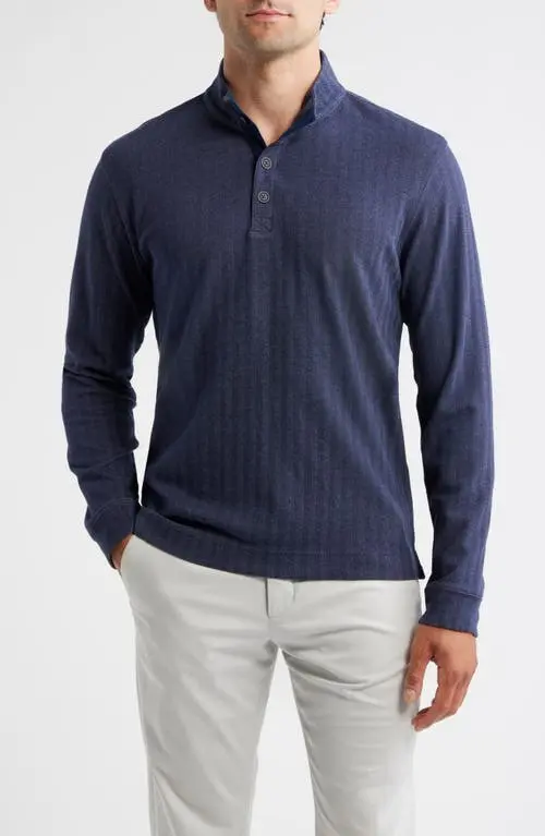 Johnnie-o Herringbone Long Sleeve Henley - Navy