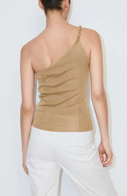 Mango Metallic Asymmetric Knit Top