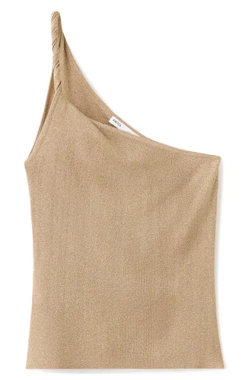 Mango Metallic Asymmetric Knit Top