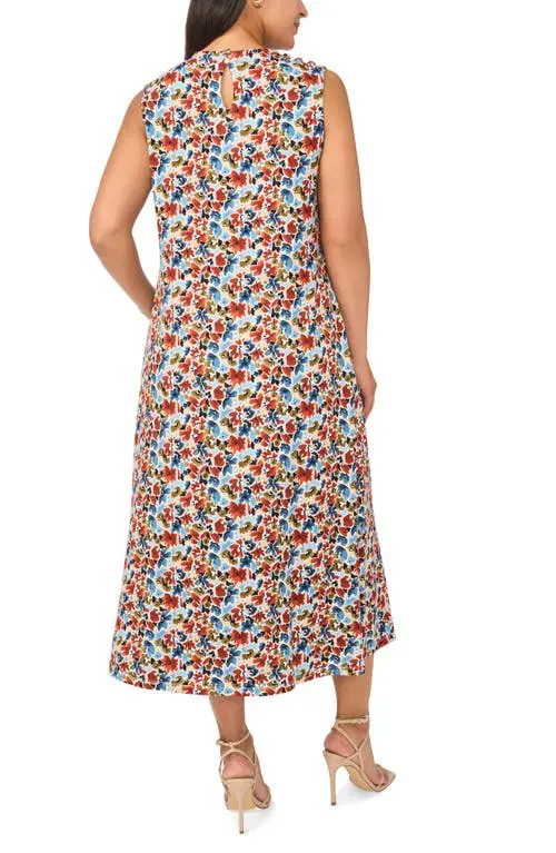 Vince Camuto Floral Print Sleeveless Midi Dress