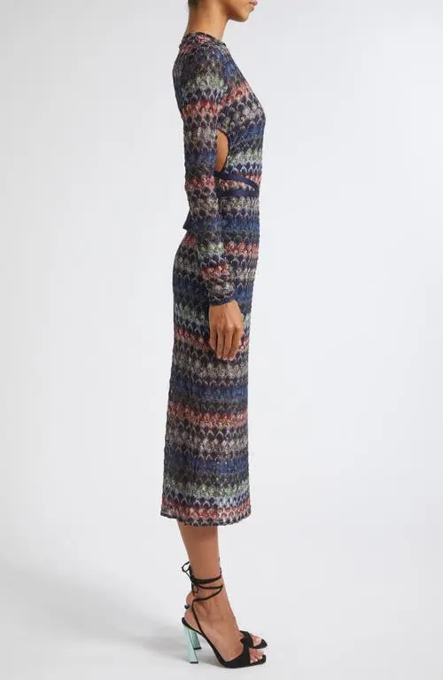 Missoni Long Sleeve Cutout Pointelle Midi Dress