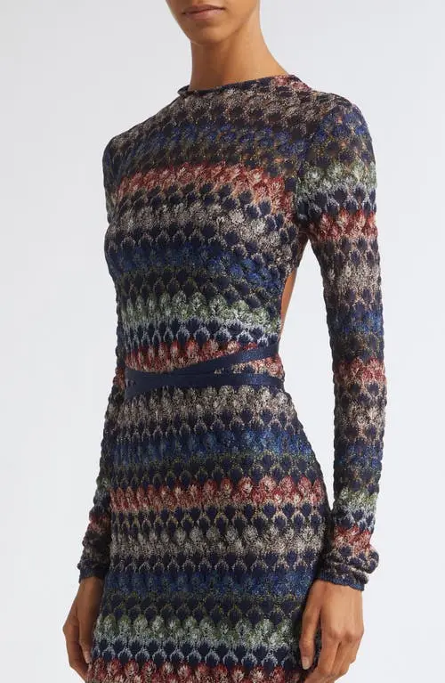 Missoni Long Sleeve Cutout Pointelle Midi Dress