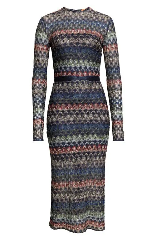 Missoni Long Sleeve Cutout Pointelle Midi Dress