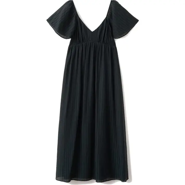Mango Textured Gathered Empire Waist Dress - Black