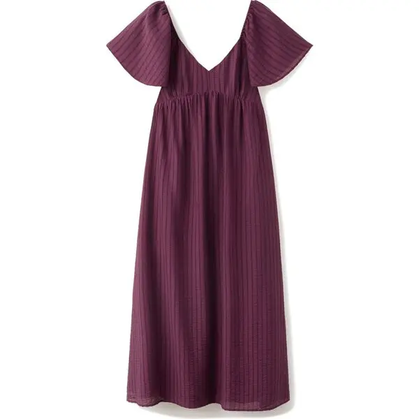 Mango Textured Gathered Empire Waist Dress - Maroon