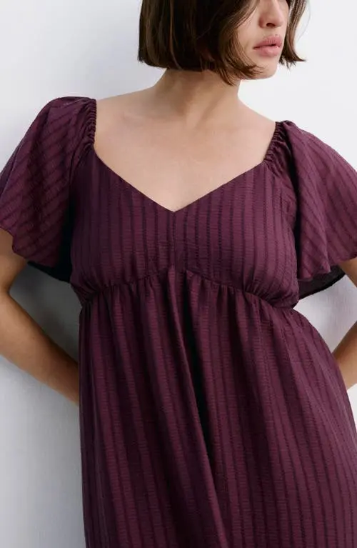 Mango Textured Gathered Empire Waist Dress - Maroon