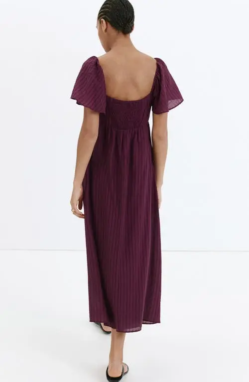 Mango Textured Gathered Empire Waist Dress - Maroon