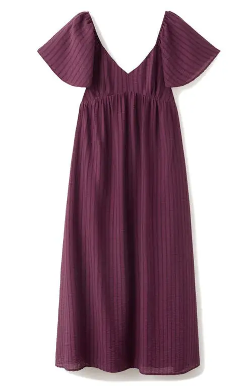 Mango Textured Gathered Empire Waist Maxi Dress - Maroon