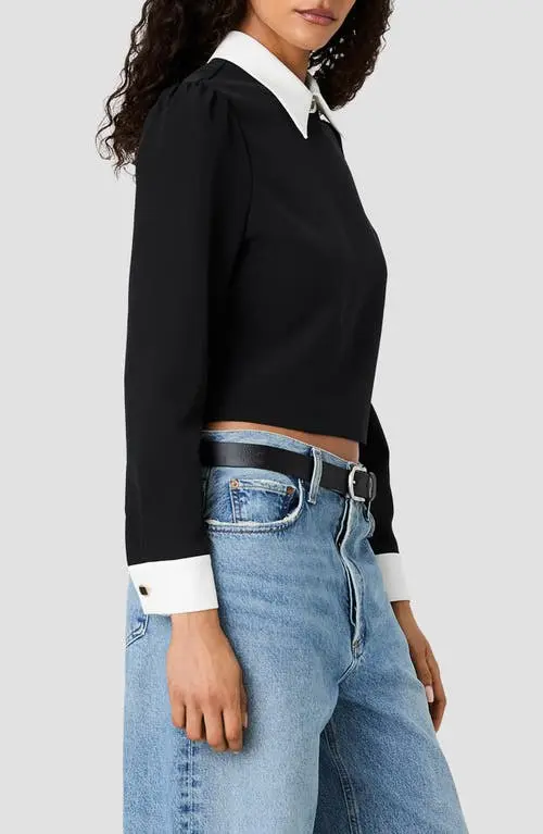 French Connection Echo Crepe Collared Long Sleeve Top