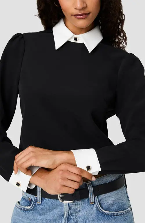 French Connection Echo Crepe Collared Long Sleeve Top