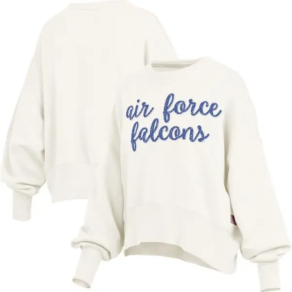 PRESSBOX Air Force Falcons Oversized Chelsea Waist Length Pullover Sweatshirt - Cream