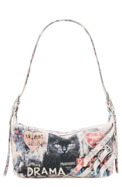 Desigual Mixed Print Denim Shoulder Bag