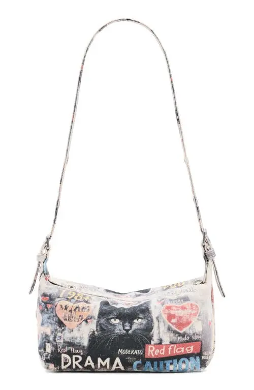 Desigual Mixed Print Denim Shoulder Bag
