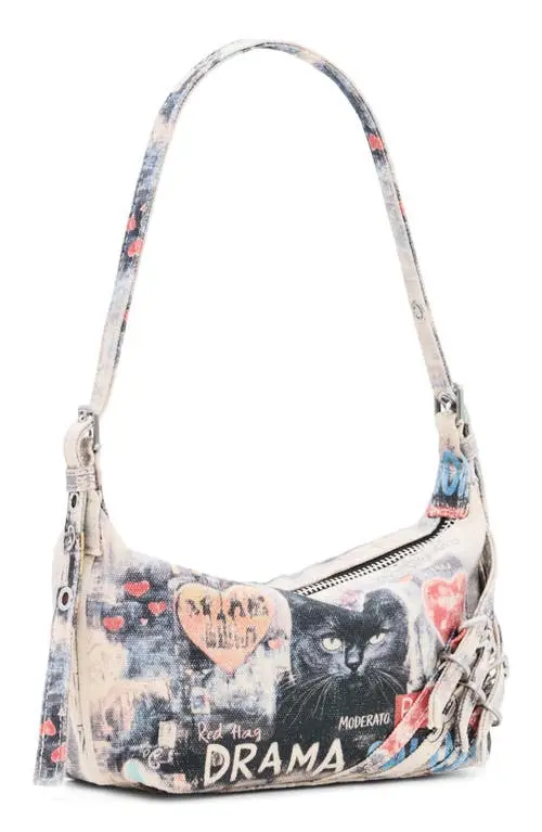 Desigual Mixed Print Denim Shoulder Bag