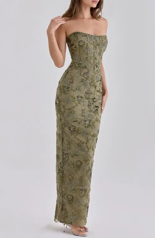 House Of Cb Anisa Hand-beaded Gown