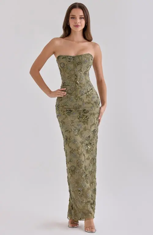 House Of Cb Anisa Hand-beaded Gown