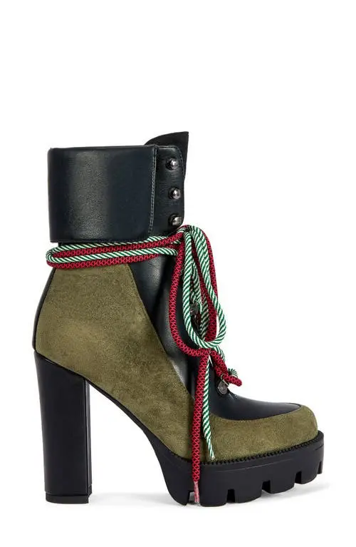 AZALEA WANG Lace-up Block Heel Bootie
