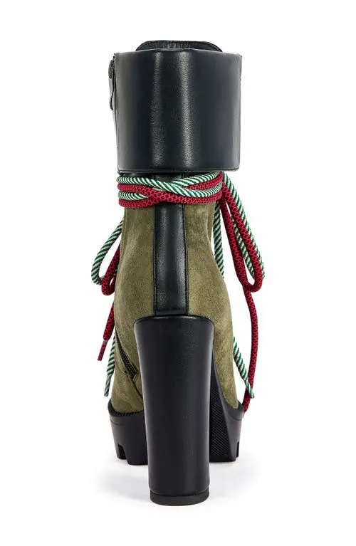 AZALEA WANG Lace-up Block Heel Bootie