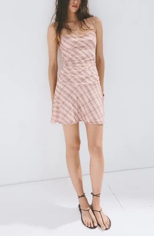 Mango Gathered Checked Dress