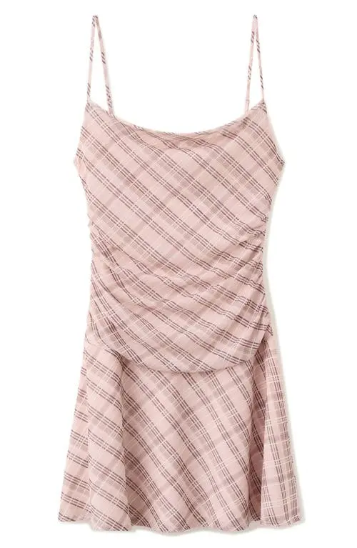 Mango Gathered Checked Dress