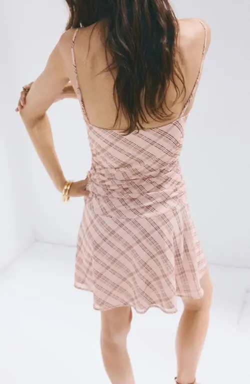 Mango Gathered Checked Dress