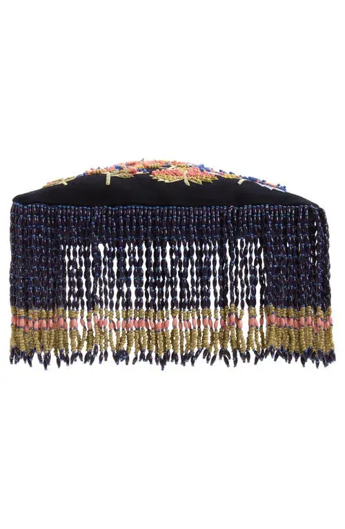 Etro Kalispera Beaded Fringe Suede Shoulder Bag