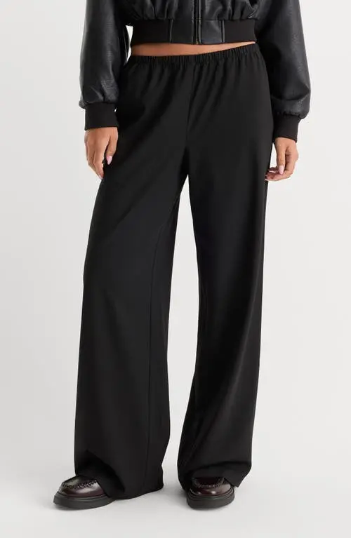 Good American Plaid Wide Leg Trousers - Black001