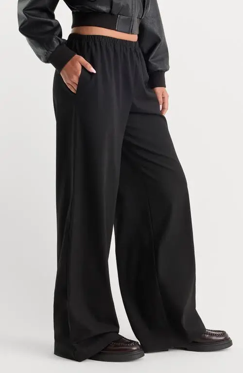 Good American Plaid Wide Leg Trousers - Black001