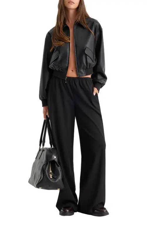 Good American Plaid Wide Leg Trousers - Black001