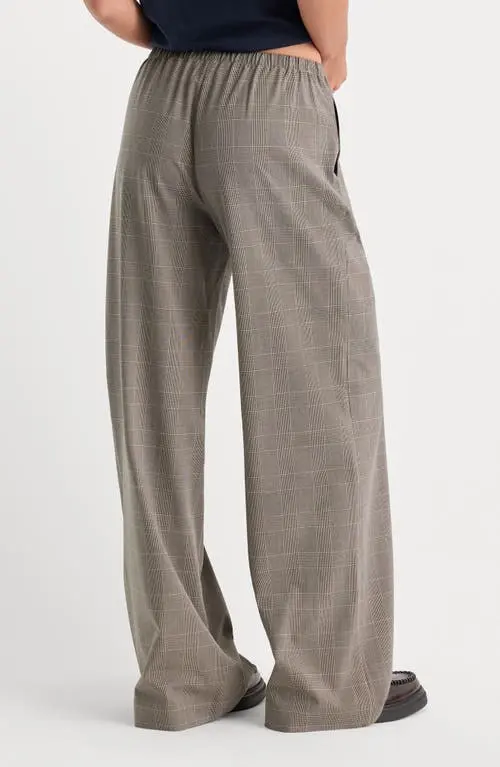 Good American Plaid Wide Leg Trousers