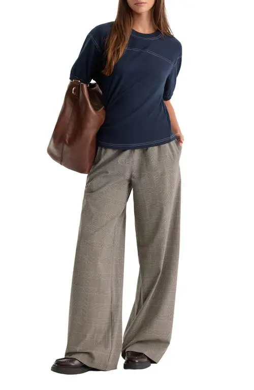 Good American Plaid Wide Leg Trousers