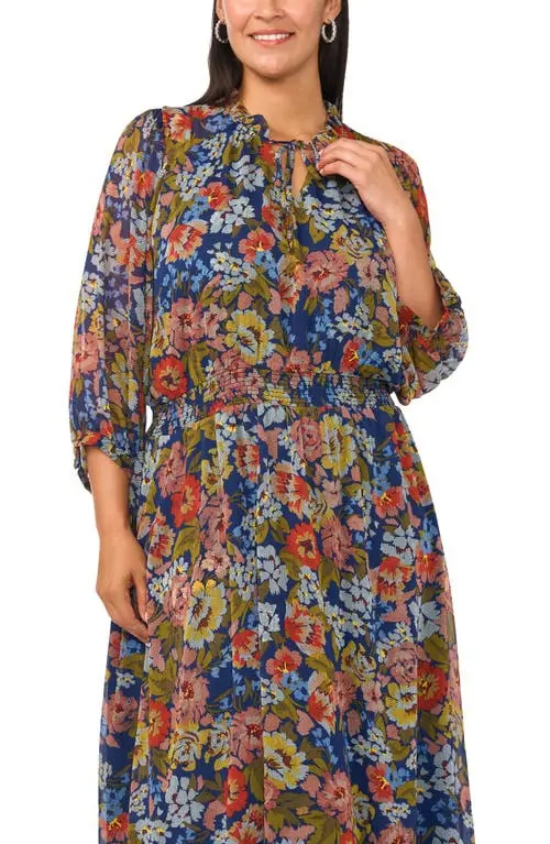 Vince Camuto Floral Tie Neck Maxi Dress