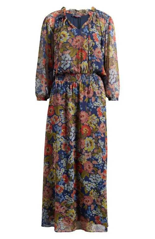 Vince Camuto Floral Tie Neck Maxi Dress