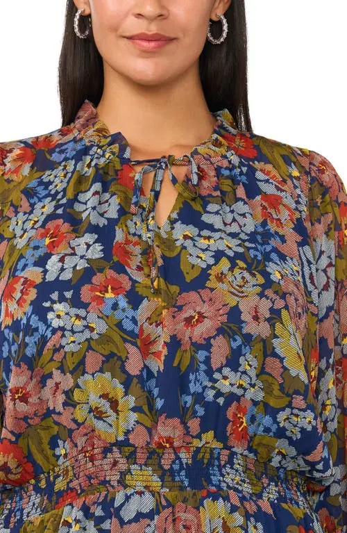 Vince Camuto Floral Tie Neck Maxi Dress