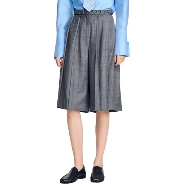 Sandro Check Wool Shorts
